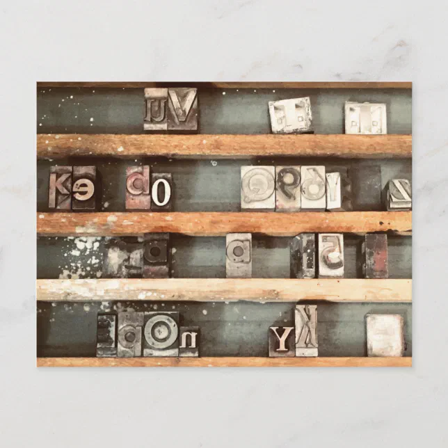 antique printing block stamps postcard | Zazzle