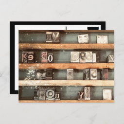 antique printing block stamps postcard | Zazzle
