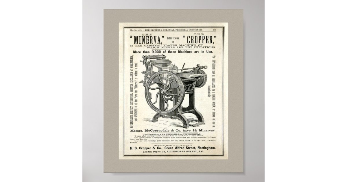 Antique Printing Press Poster Art | Zazzle