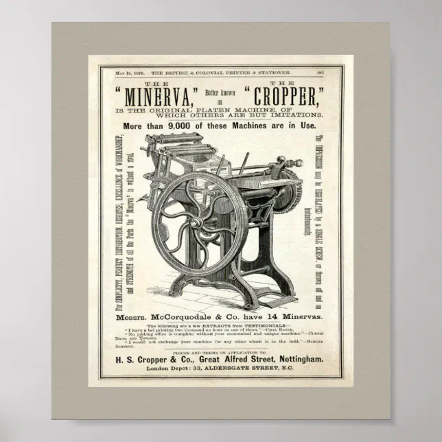 Antique Printing Press Poster Art | Zazzle