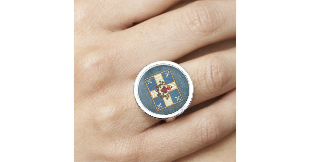 Antique Quebec Flag Sacred Heart Carillon Ring | Zazzle