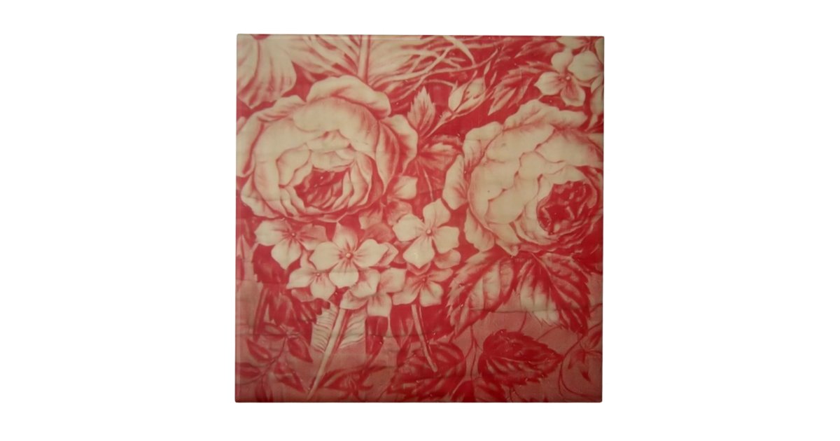 Antique Red Toile Tile | Zazzle