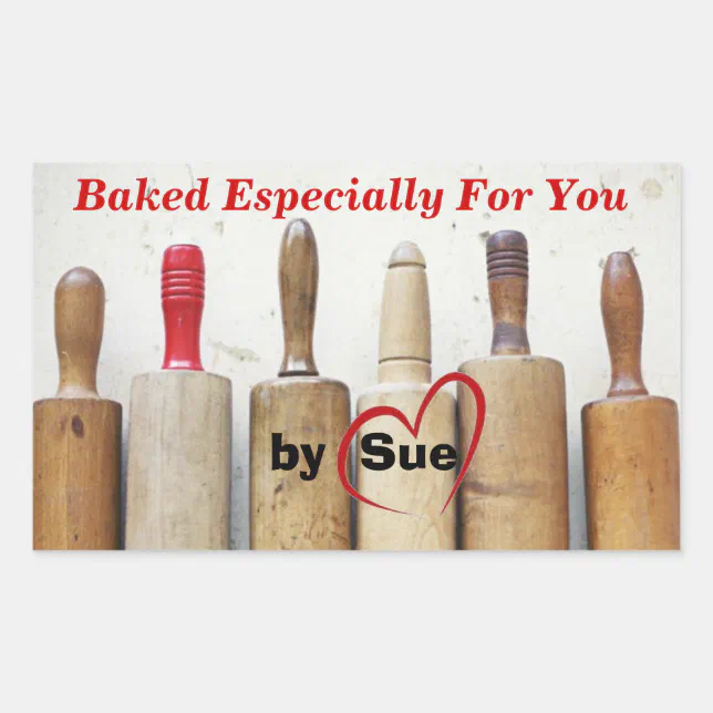Antique Rolling Pins "Baked by YOU" Treat Labels | Zazzle