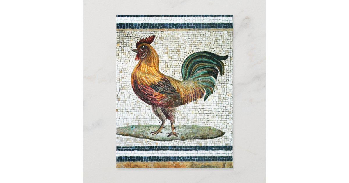 ANTIQUE ROMAN MOSAICS / ROOSTER POSTCARD | Zazzle