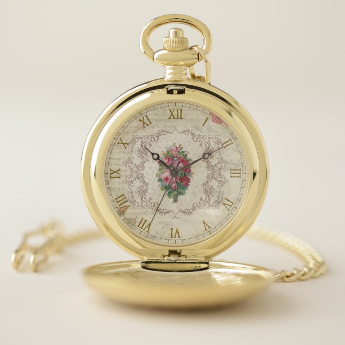 Antique Romantic Roses and Filigree Pocket Watch | Zazzle.com