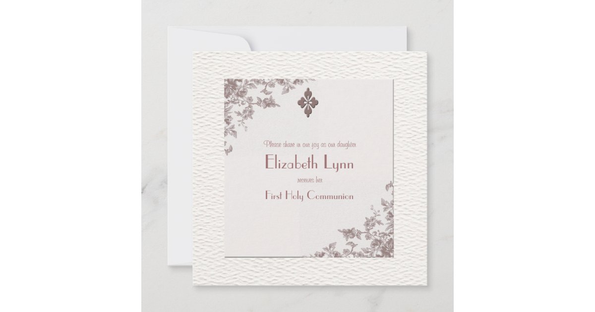 Antique Rose Corners Religious Invitation | Zazzle