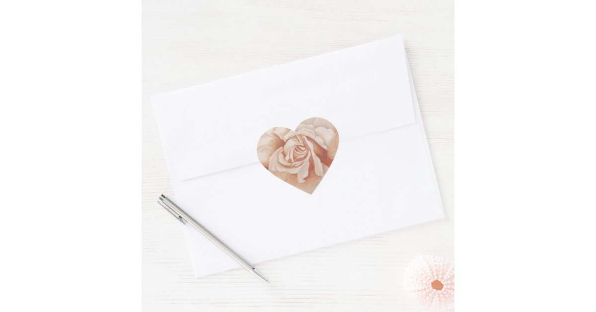 ANTIQUE ROSE HEART STICKER | Zazzle