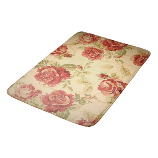 Antique rose print bath mat | Zazzle