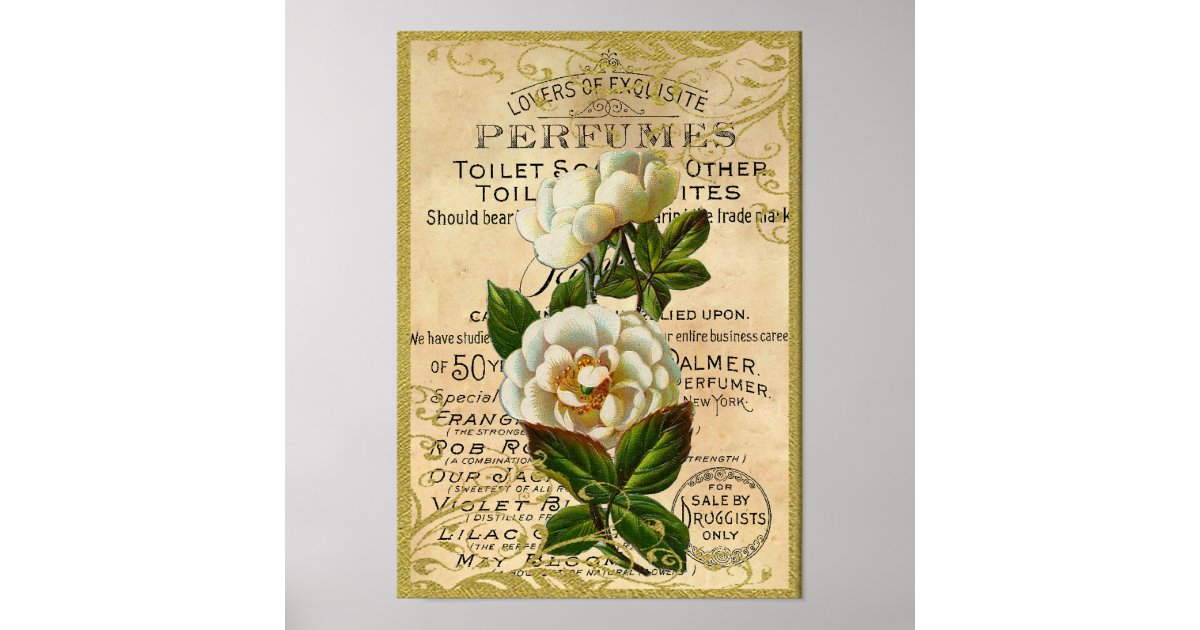 Antique Roses Perfume Poster | Zazzle