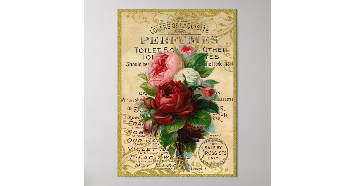 Antique Roses Perfume Poster | Zazzle