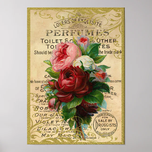 Antique Roses Perfume Poster | Zazzle