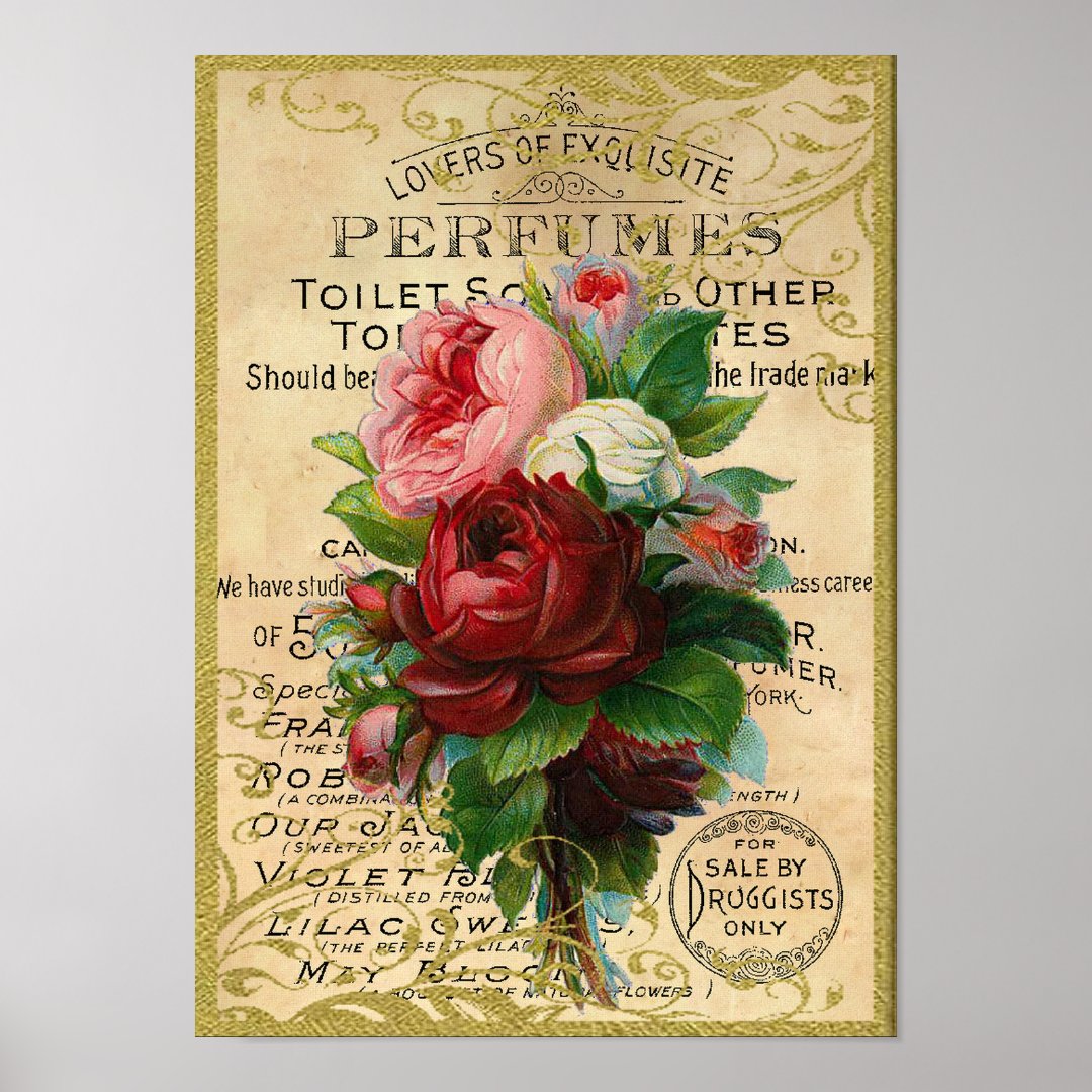 Antique Roses Perfume Poster | Zazzle