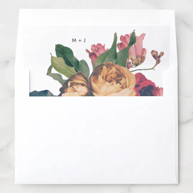 Antique Roses Vintage Boho Wedding Envelope Liner | Zazzle
