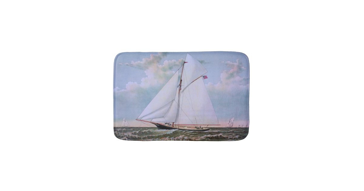 Antique Sailing Ship Sloop Yacht Sailboat Ocean Bath Mat | Zazzle