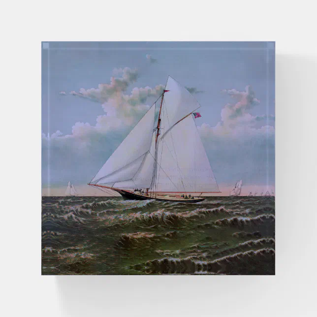 Antique Sailing Ship Sloop Yacht Sailboat Ocean Paperweight | Zazzle