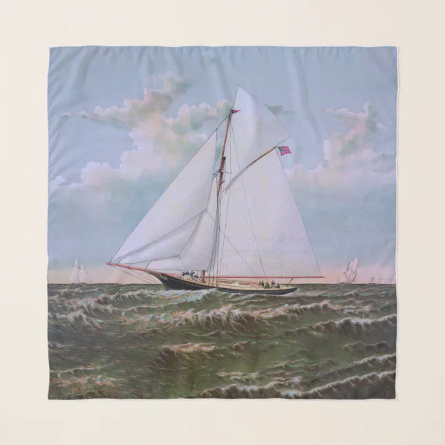 Antique Sailing Ship Sloop Yacht Sailboat Ocean Scarf | Zazzle