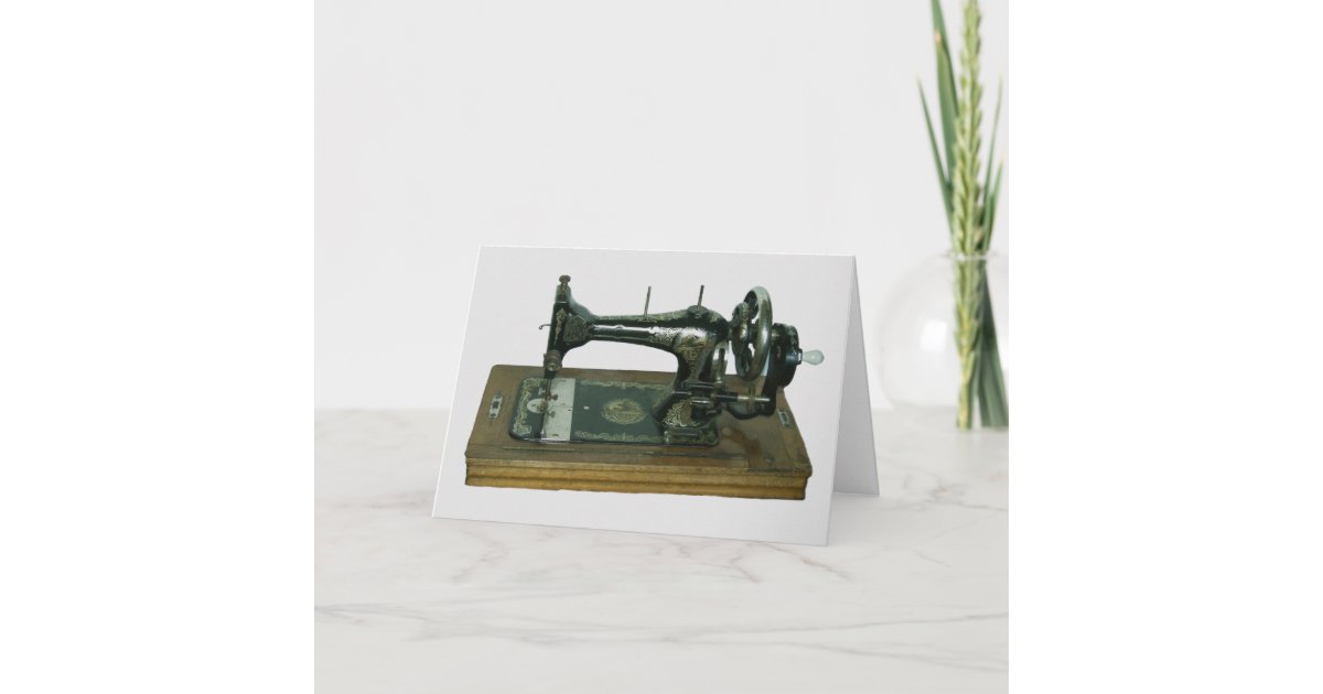 ANTIQUE SEWING MACHINE BLANK INSIDE GREETING CARDS | Zazzle