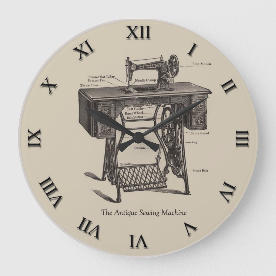 Antique Sewing Machine Clock | Zazzle