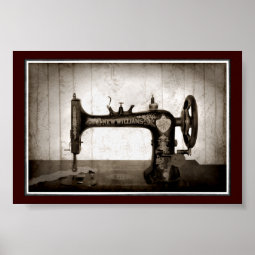 Antique Sewing Machine Poster | Zazzle