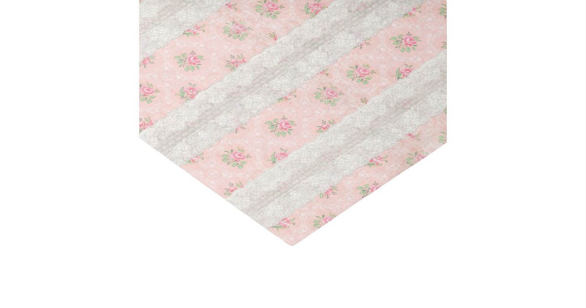 Antique Shabby Pink Roses and Lace Tissue Paper | Zazzle