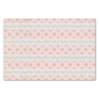 Antique Shabby Pink Roses and Lace Tissue Paper | Zazzle