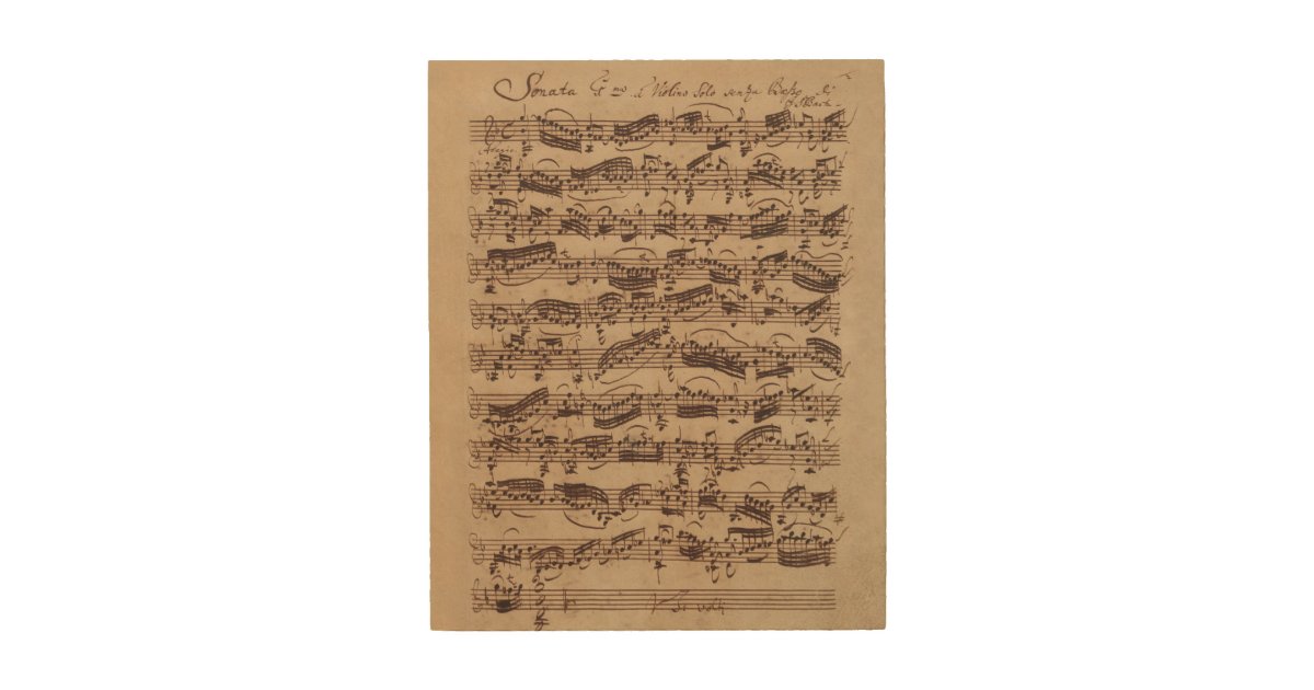 Antique Sheet Music Bach Manuscript Wood Wall Art | Zazzle
