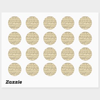Antique Sheet Music Classic Round Sticker | Zazzle