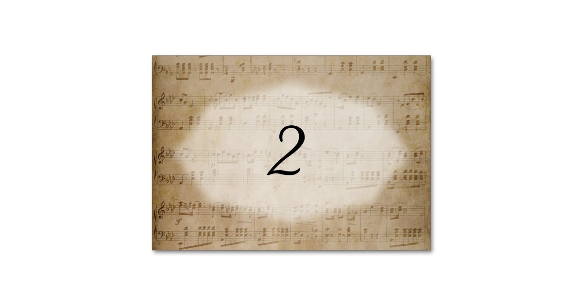Antique Sheet Music Table Number | Zazzle