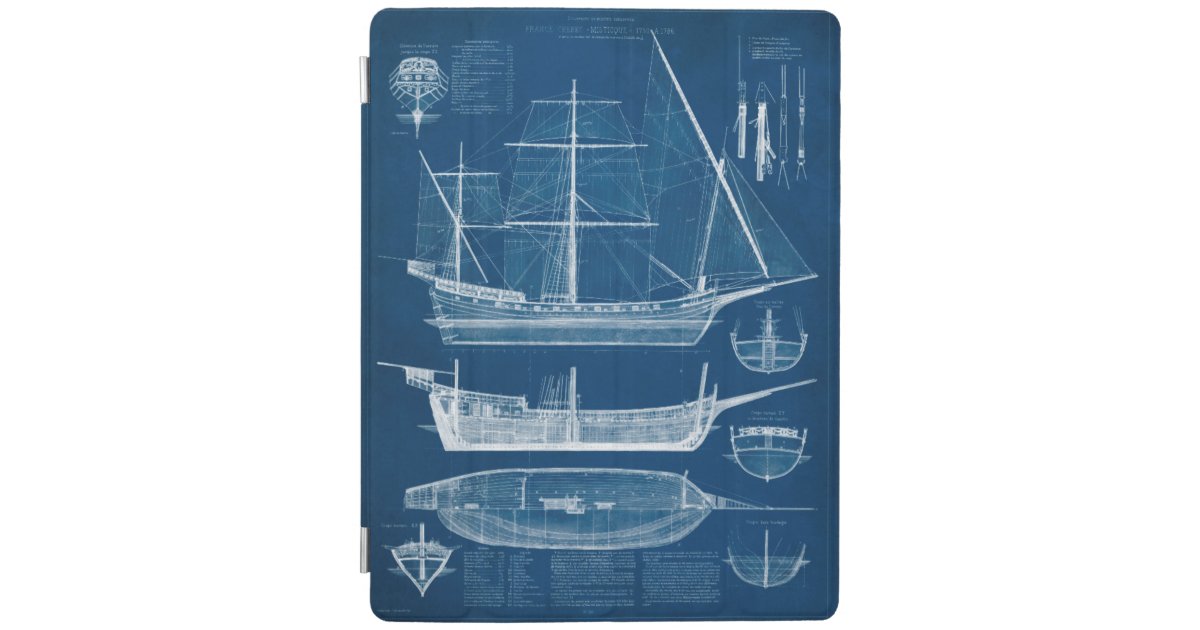Antique Ship Blueprint I iPad Smart Cover | Zazzle