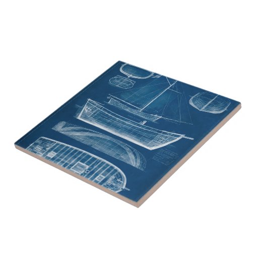 Antique Ship Blueprint II Ceramic Tile | Zazzle