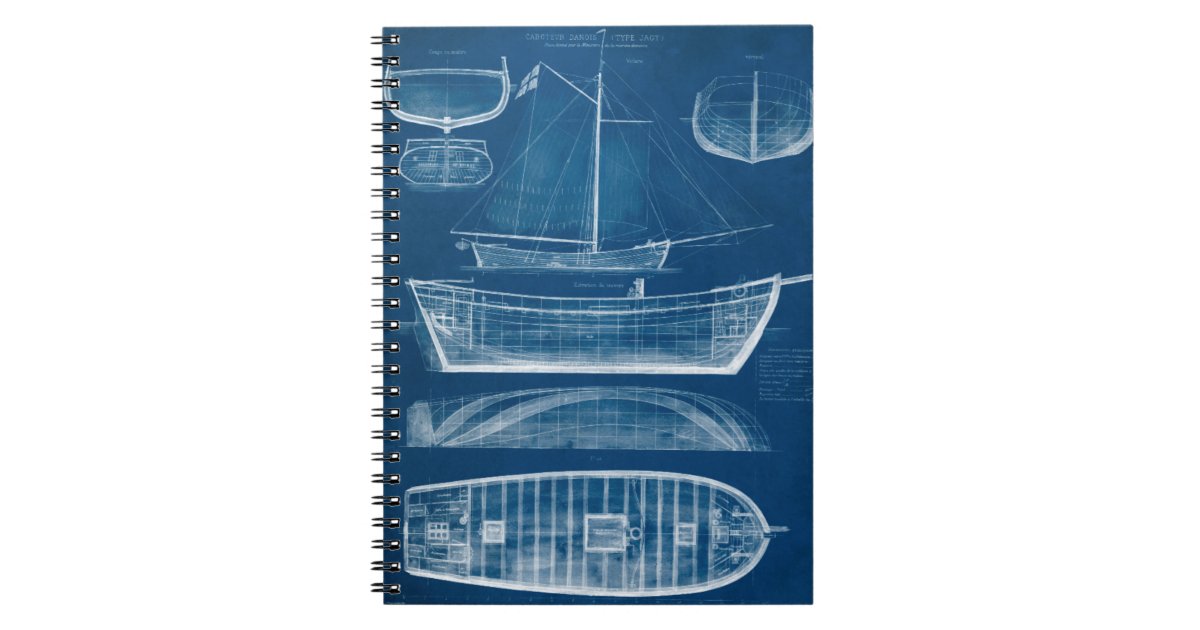 Antique Ship Blueprint II Notebook | Zazzle