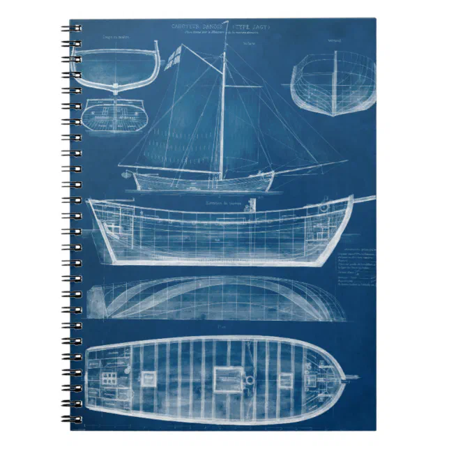Antique Ship Blueprint II Notebook | Zazzle