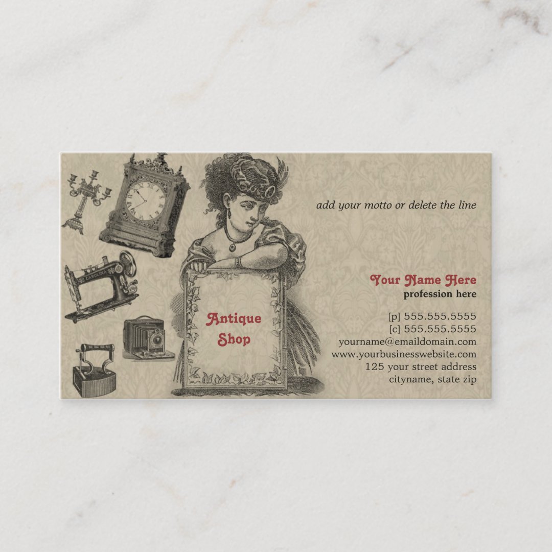Antique Shop / Antique Dealer / Vintage Art Business Card | Zazzle