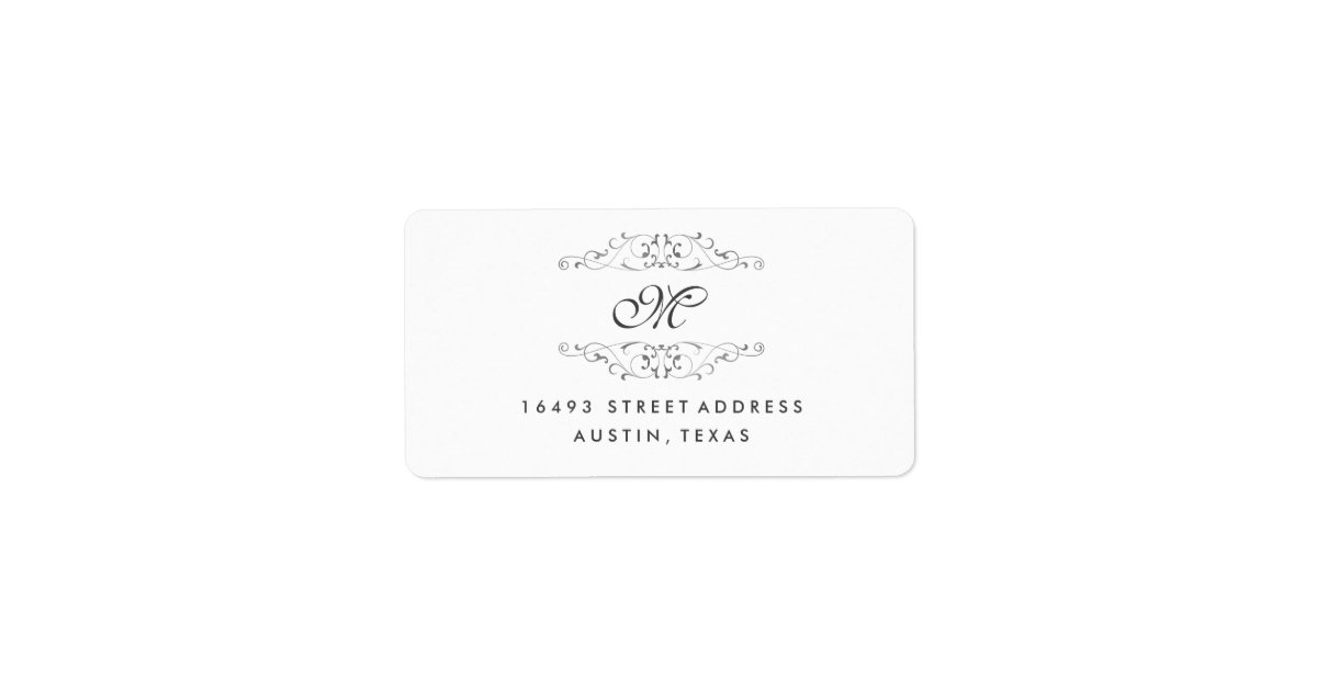 Antique Silver Flourish Monogram Address Labels | Zazzle