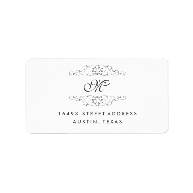 Antique Silver Flourish Monogram Address Labels | Zazzle