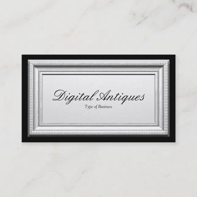 Antique Silver Picture Frame Business Card | Zazzle