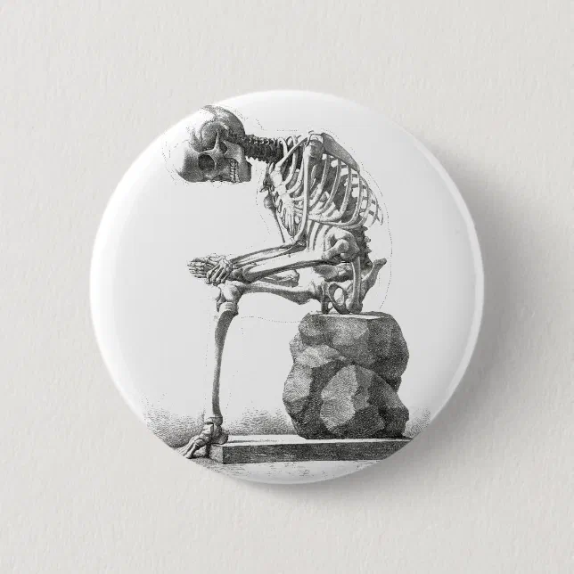 Antique Skeleton Anatomy: Gothic Halloween Medical Button | Zazzle
