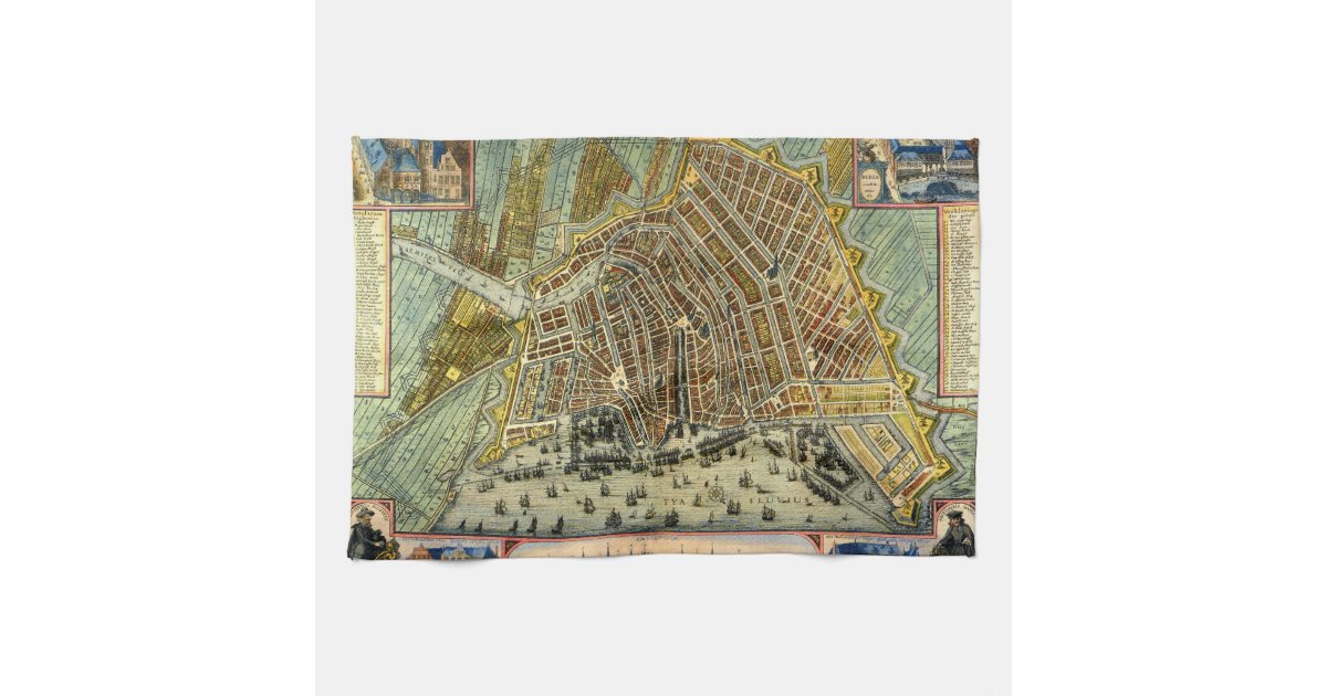 Antique Street Map of Amsterdam, Netherlands Towel | Zazzle