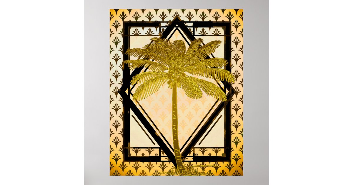 Antique Style Art Deco Palm Poster | Zazzle