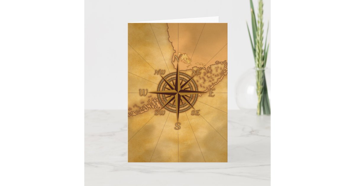 Antique Style Compass Rose Card | Zazzle