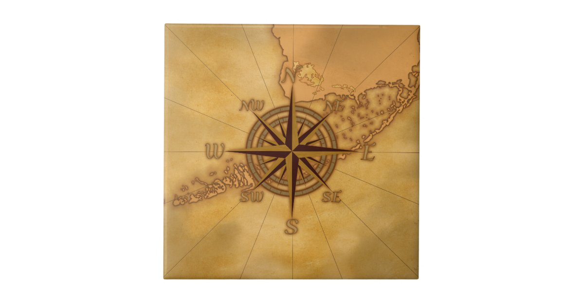 Antique Style Compass Rose Ceramic Tile | Zazzle