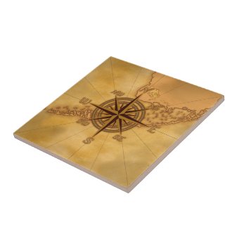 Antique Style Compass Rose Ceramic Tile | Zazzle
