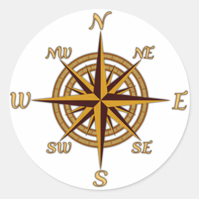 Antique Style Compass Rose Classic Round Sticker | Zazzle