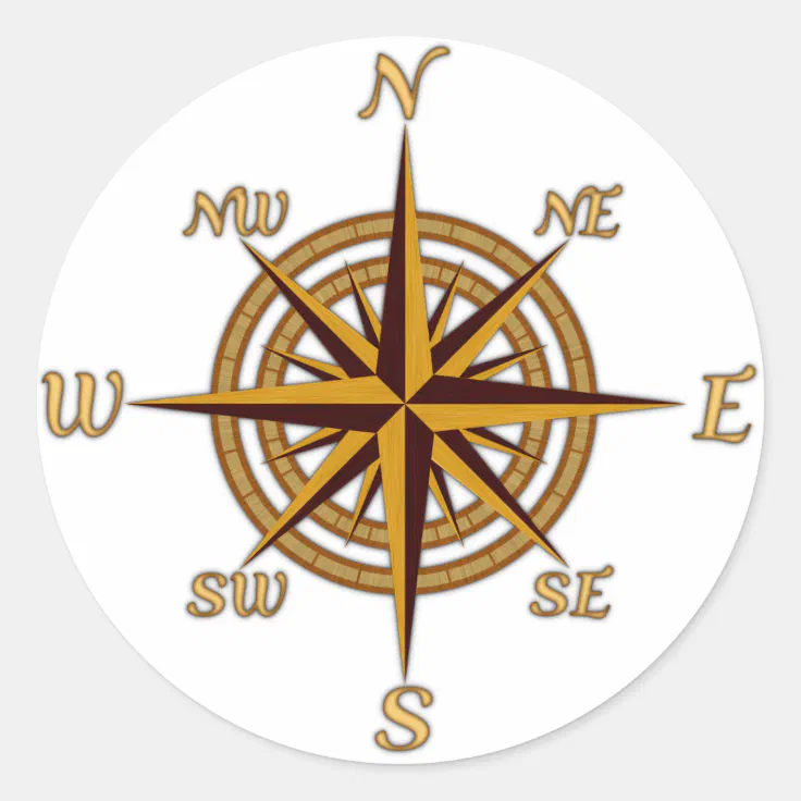 Antique Style Compass Rose Classic Round Sticker | Zazzle