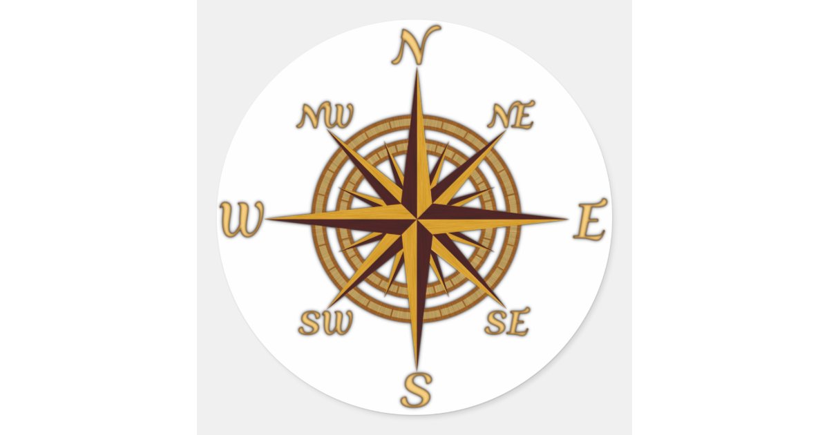 Antique Style Compass Rose Classic Round Sticker | Zazzle