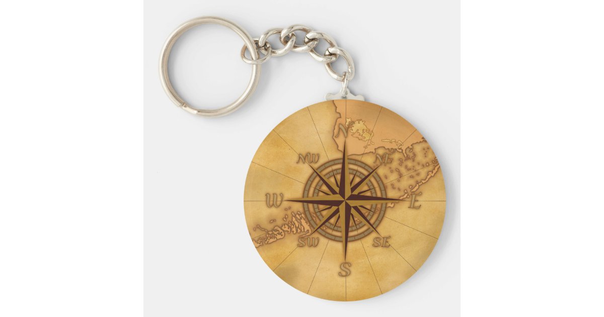 Antique Style Compass Rose Keychain | Zazzle.com