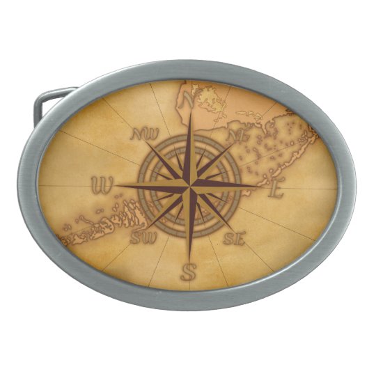 Antique Style Compass Rose Oval Belt Buckle | Zazzle.com