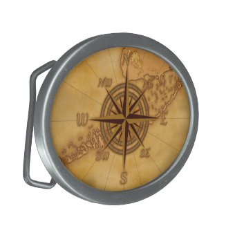 Antique Style Compass Rose Oval Belt Buckle | Zazzle