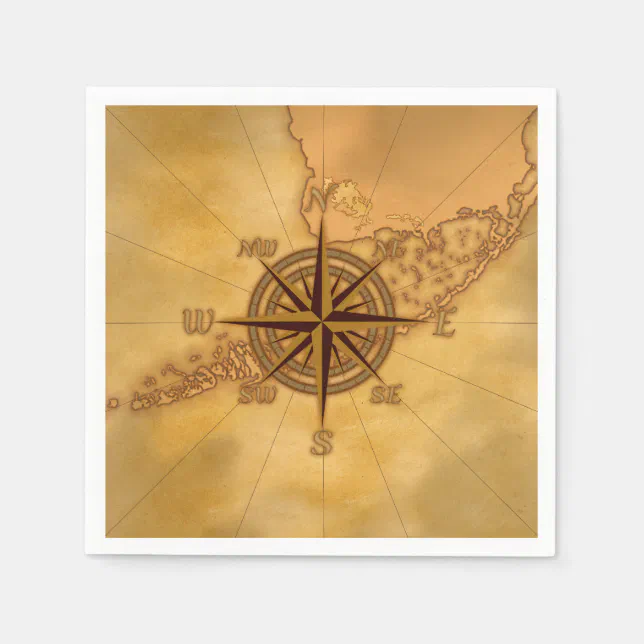 Antique Style Compass Rose Paper Napkins | Zazzle