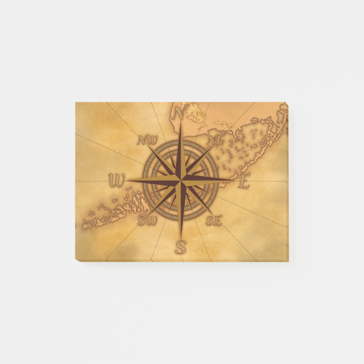 Antique Style Compass Rose Post-it Notes | Zazzle